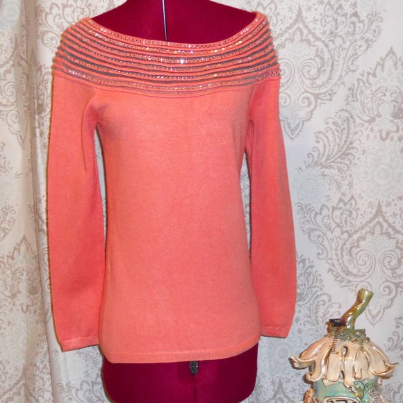 Boston Proper | Sweaters | Boston Proper S Coral Offshoulder ...